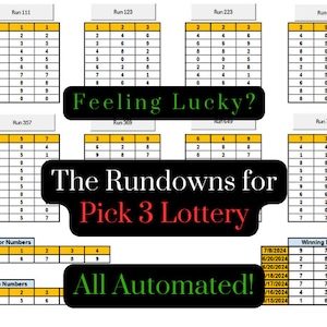 Pick 3 Lottery - Automated Rundown Creator - Excel Spreadsheet - Etsy
