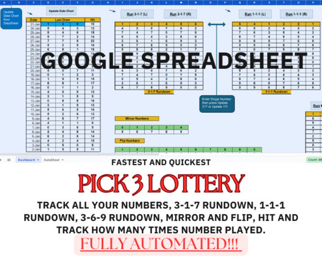 Lottery Pick 3 - Quick System - (EASY TO USE) Google Spreadsheet - Etsy
