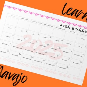 2025 Navajo Language Calendar (PDF) - Etsy