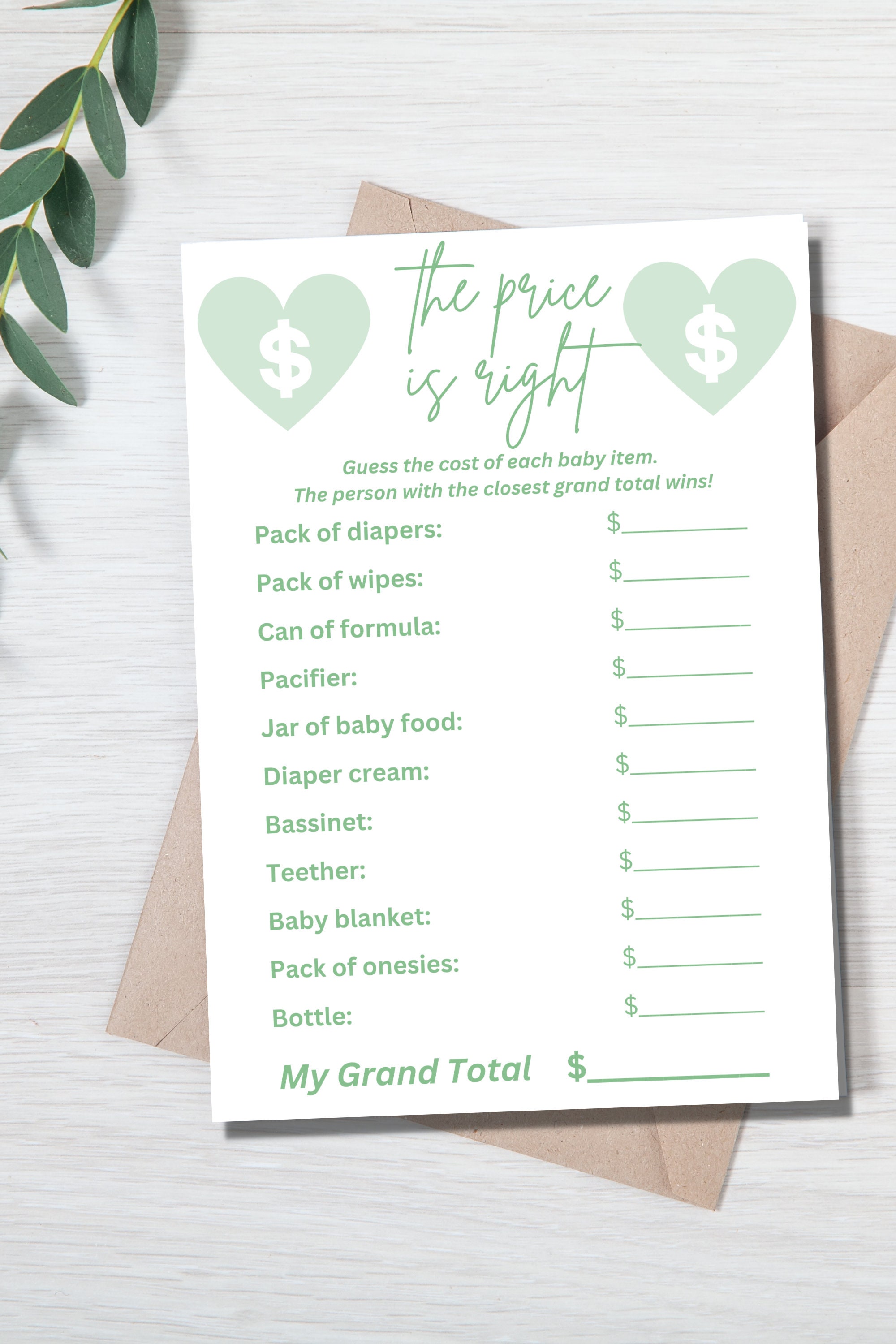 Gender Neutral Baby Shower Game Bundle, Green Baby Shower Games ...