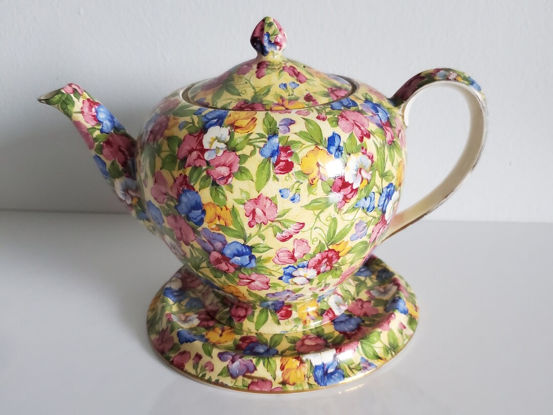 Royal Winton Grimwades Sweet Pea Chintz Teapot W/ Trivet - Etsy