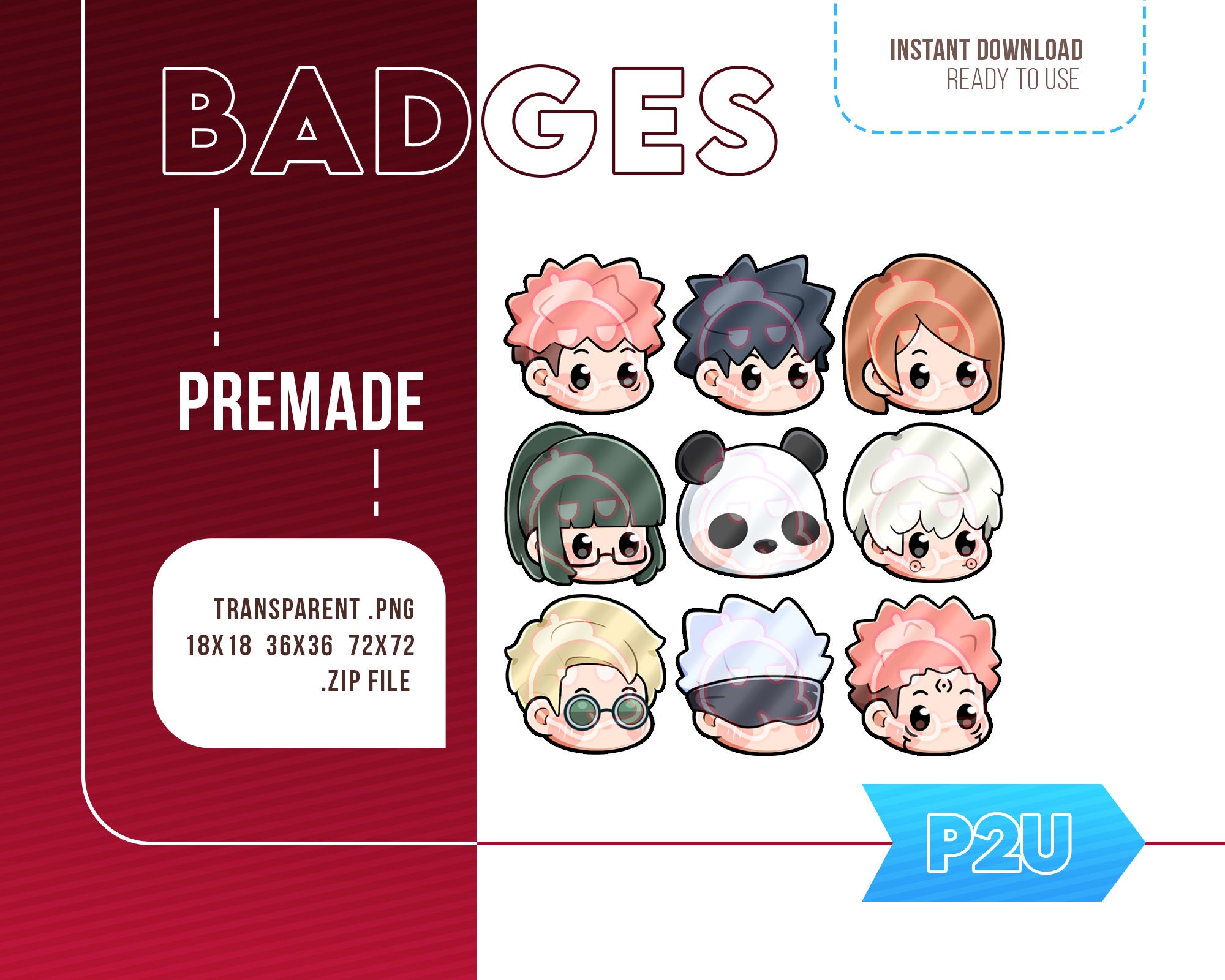 CUTE ANIME Twitch Sub/bit Badges (twitch) | Stream Badges | Twitch ...