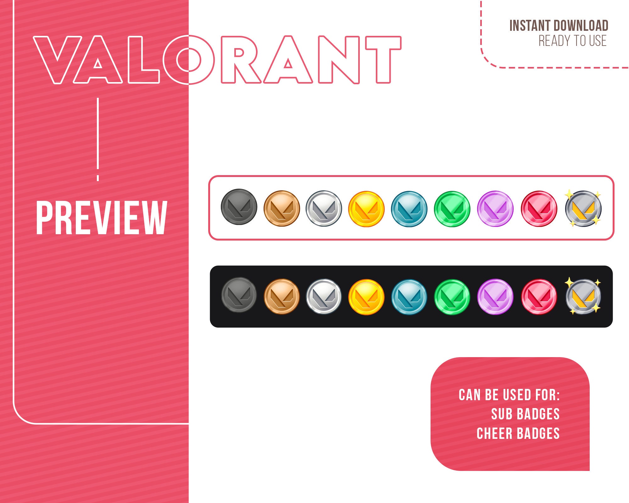 VALORANT Twitch Sub/bit Badges (twitch) | Stream Badges | Twitch ...