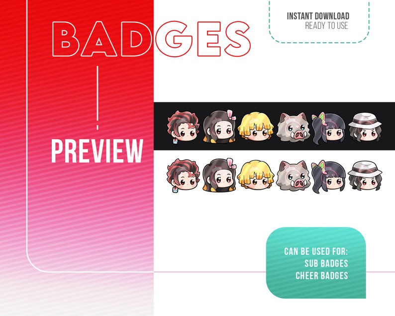 CUTE ANIME Twitch Sub/bit Badges (twitch) | Stream Badges | Twitch ...