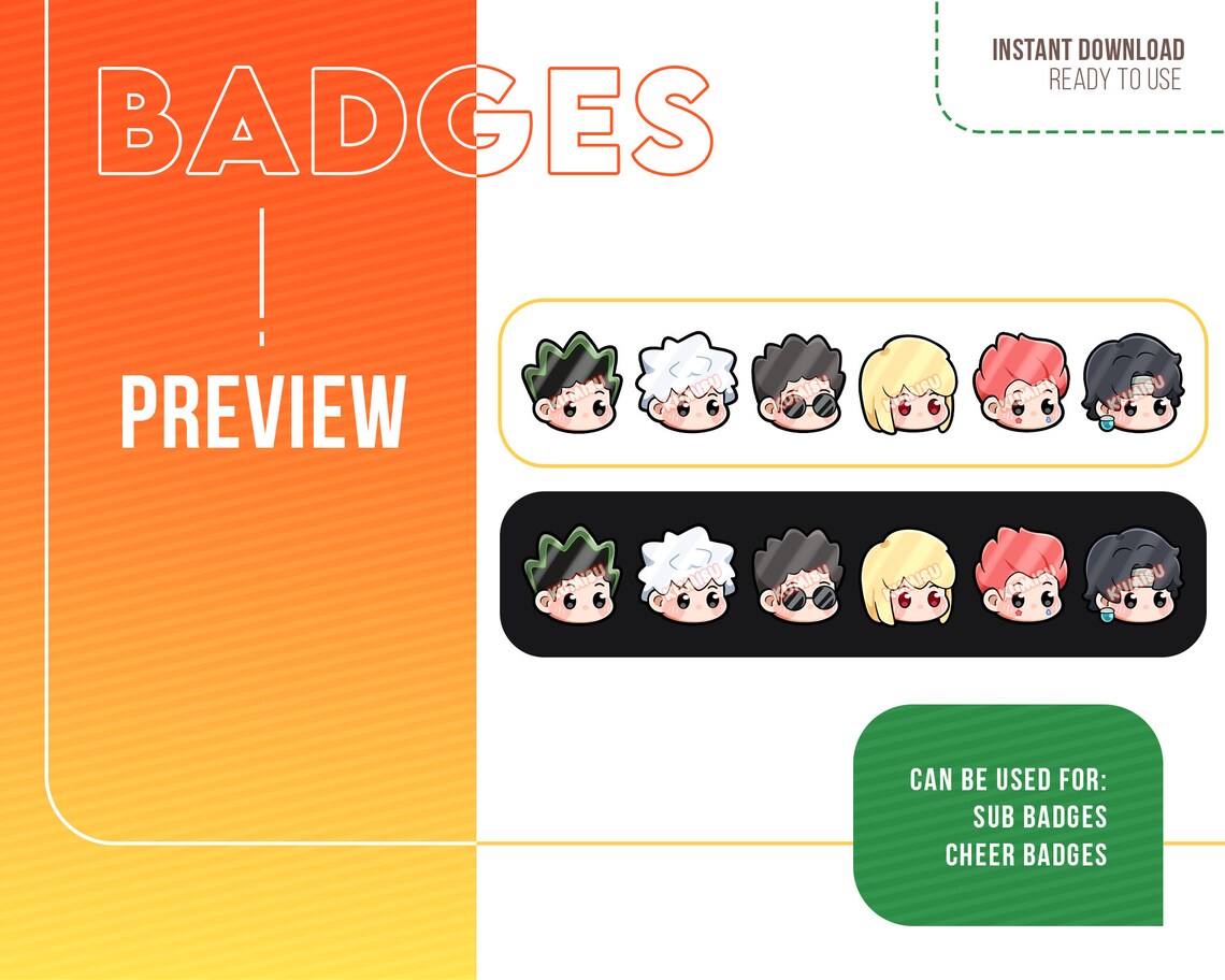 CUTE ANIME Twitch Sub/bit Badges twitch Stream Badges - Etsy