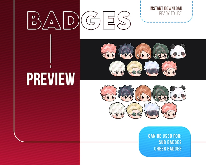 CUTE ANIME Twitch Sub/bit Badges (twitch) | Stream Badges | Twitch ...