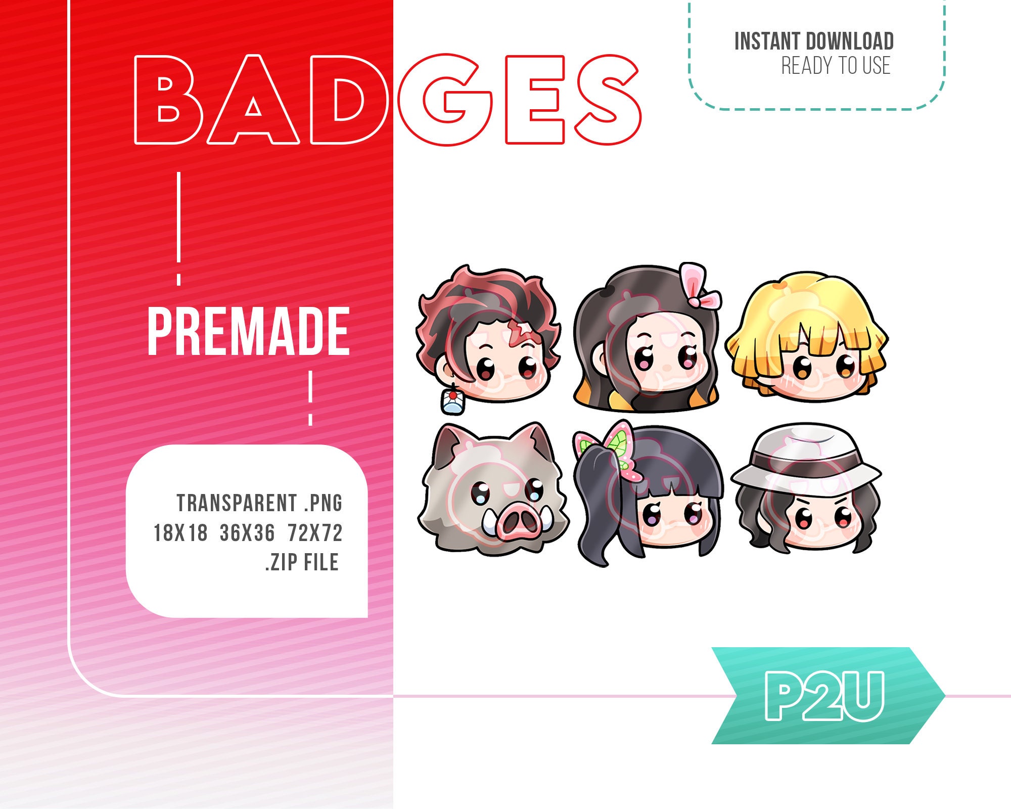 CUTE ANIME Twitch Sub/bit Badges (twitch) | Stream Badges | Twitch ...