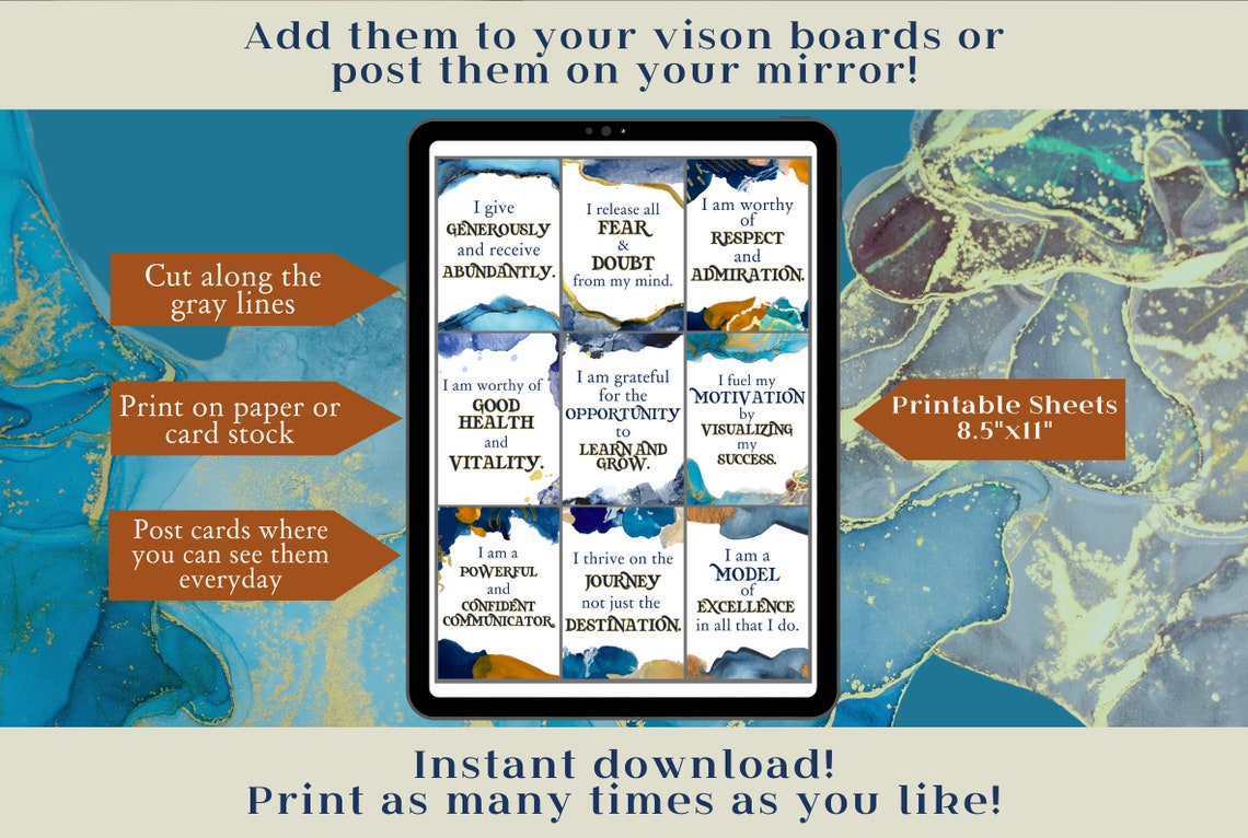 Growth Mindset Affirmation Card Deck, Vision Board Printable Pdf, Cards ...