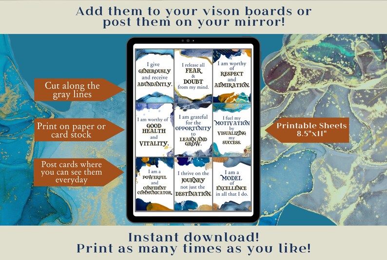 Growth Mindset Affirmation Card Deck, Vision Board Printable Pdf, Cards ...
