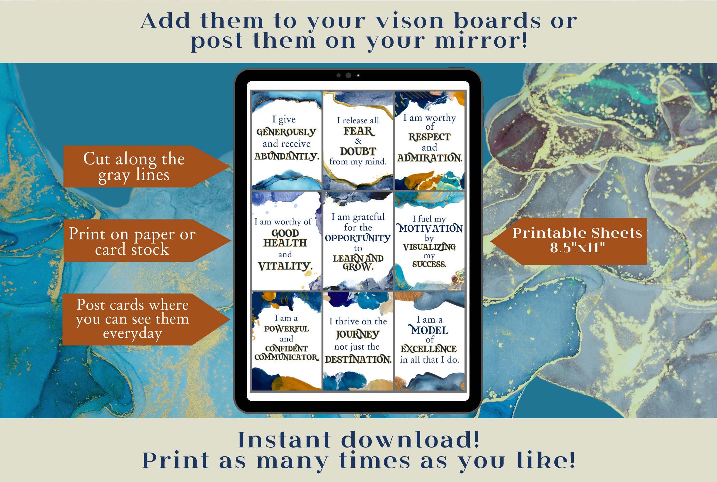 Growth Mindset Affirmation Card Deck, Vision Board Printable Pdf, Cards ...