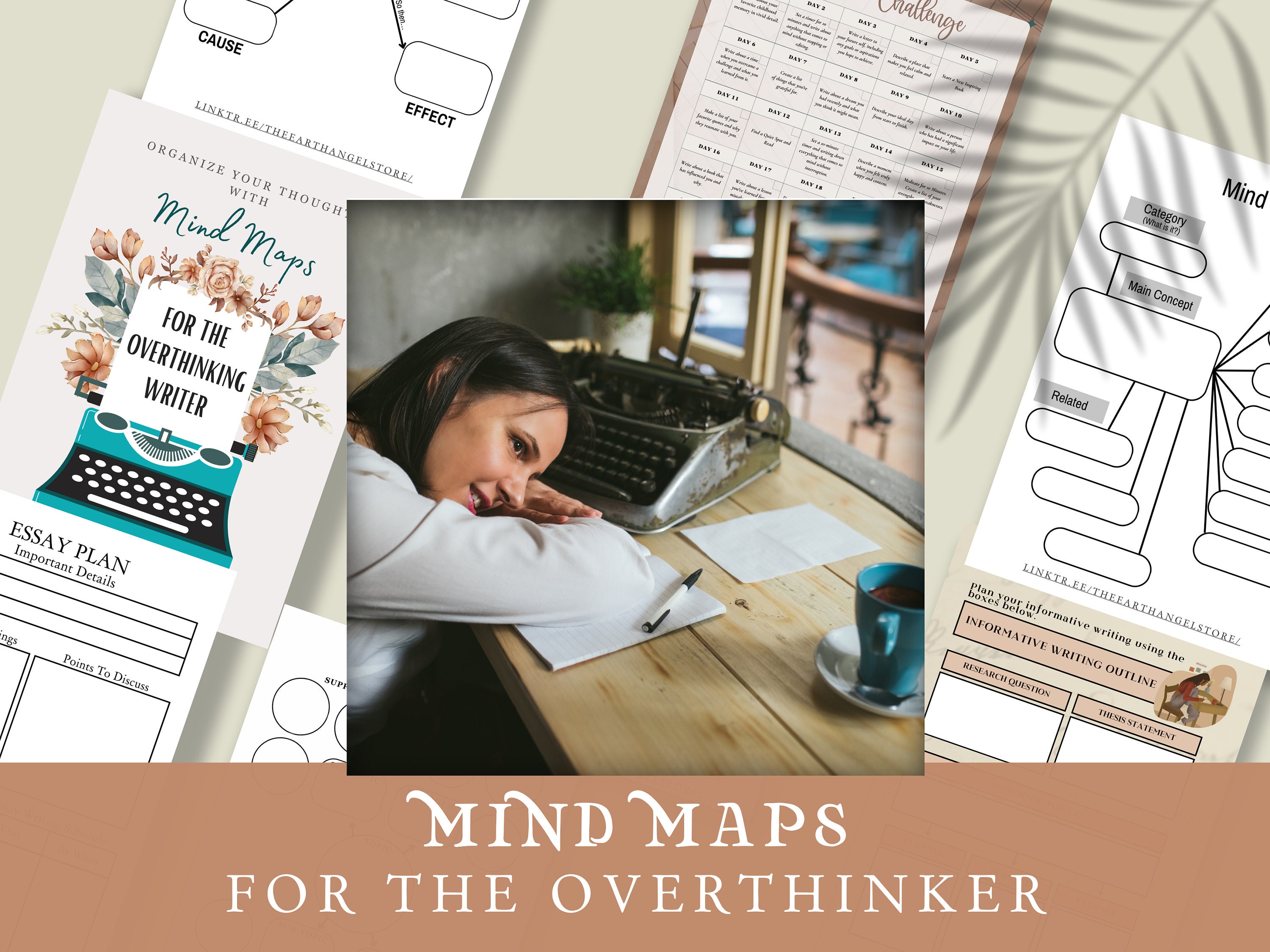Mindmaps for the Overthinker, Writer's Block Worksheets, Productivity ...