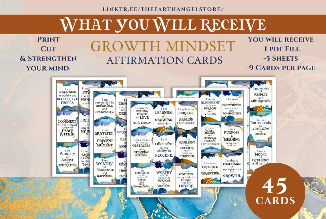 Growth Mindset Affirmation Card Deck, Vision Board Printable Pdf, Cards ...