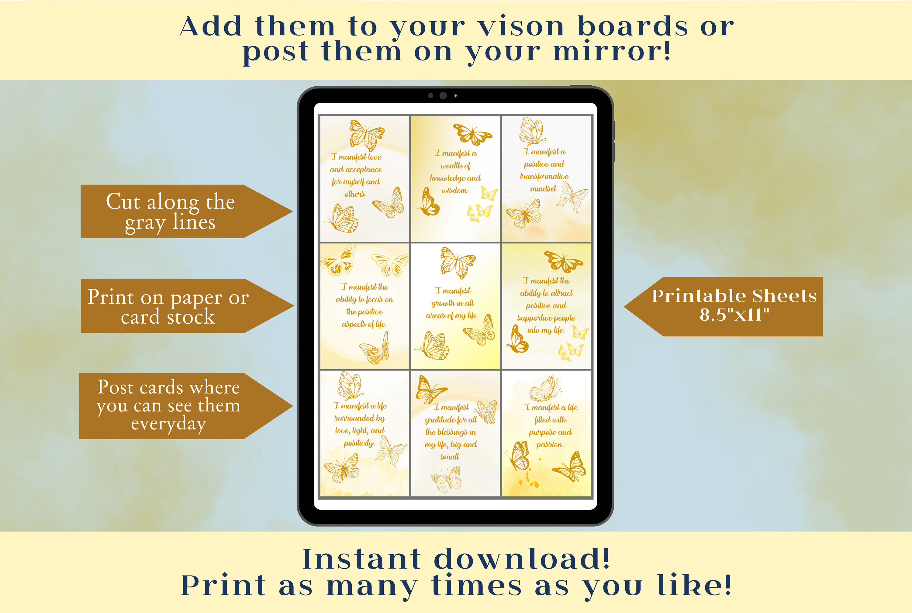 200 Printable "i Manifest" Daily Positive Affirmation Cards Deck ...