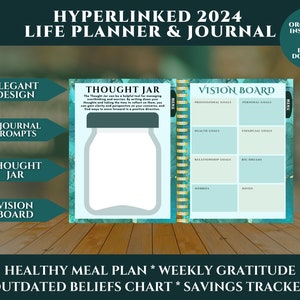 Hyperlinked 2024 Life Digital Yearly Planner, New Years Goal Setting ...