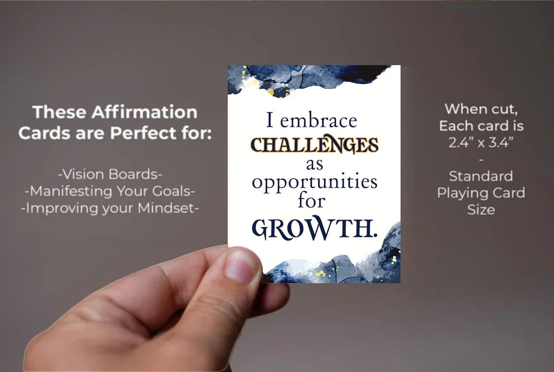 Growth Mindset Affirmation Card Deck, Vision Board Printable Pdf, Cards ...