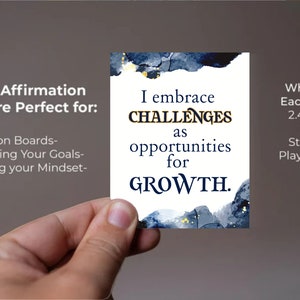 Growth Mindset Affirmation Card Deck, Vision Board Printable Pdf, Cards ...