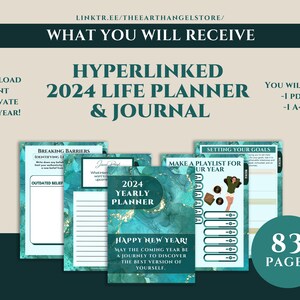 Hyperlinked 2024 Life Digital Yearly Planner, New Years Goal Setting ...