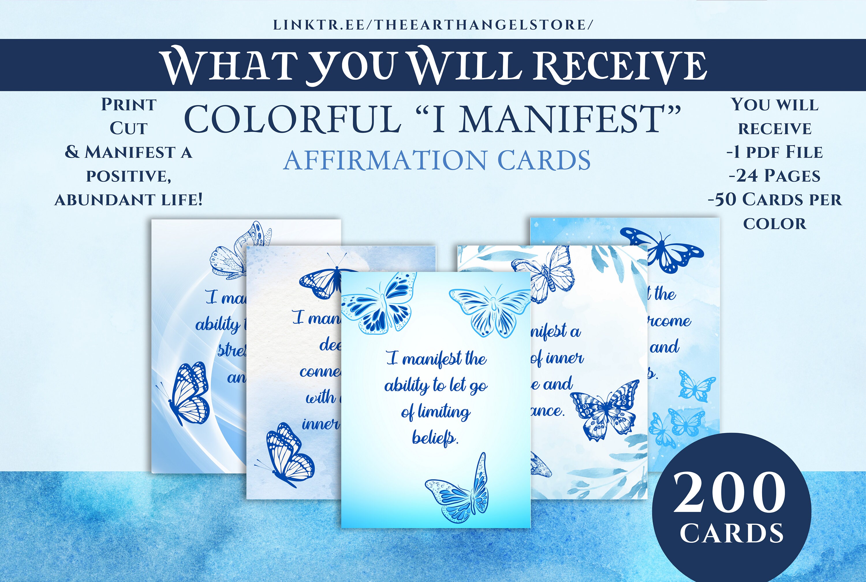 200 Printable "i Manifest" Daily Positive Affirmation Cards Deck ...