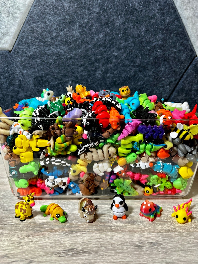 3D Minis (set of 5) | Animals | Figurines | Articulating Desk Toys - Etsy