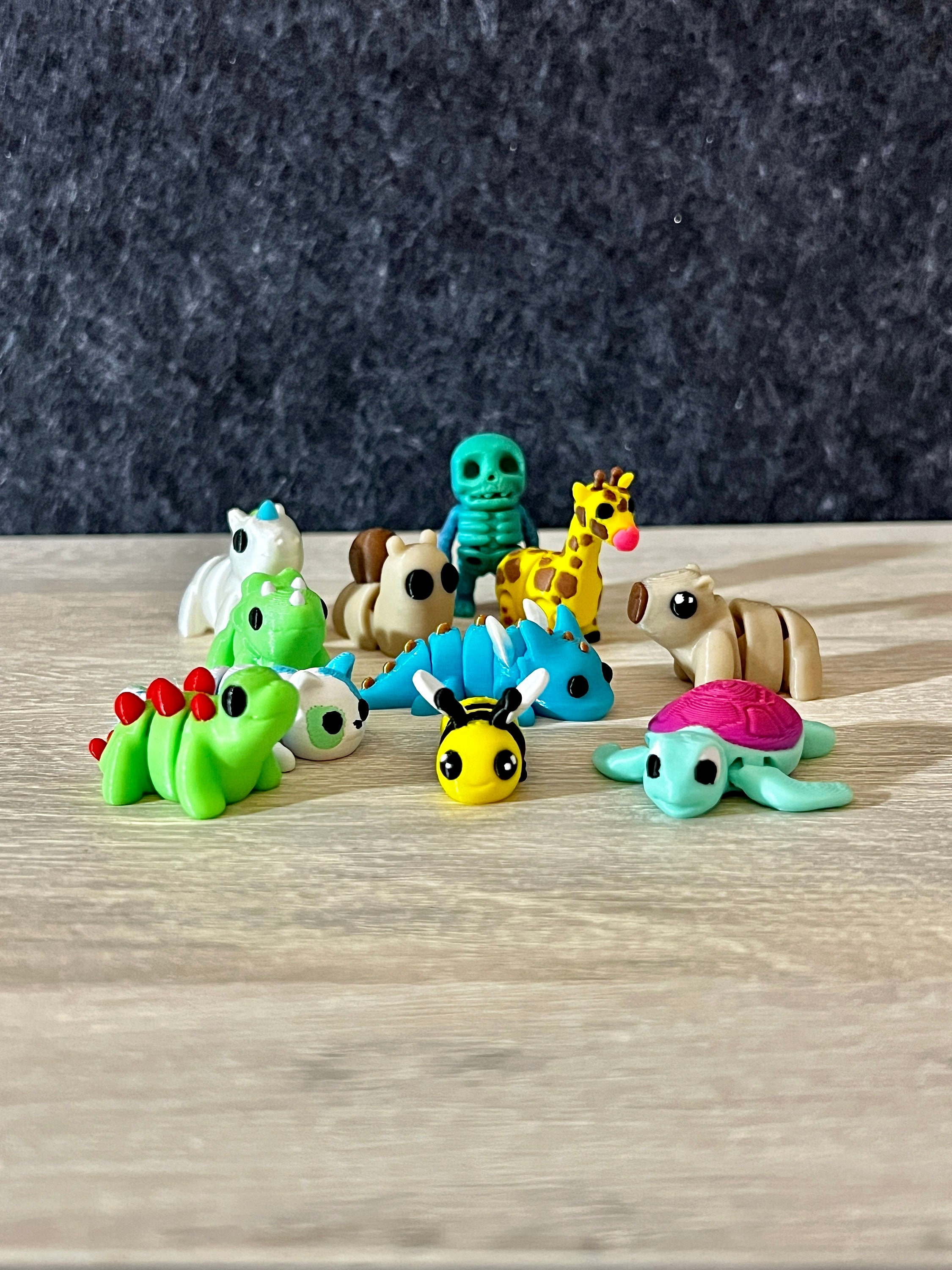 3D Minis (set of 5) | Animals | Figurines | Articulating Desk Toys - Etsy