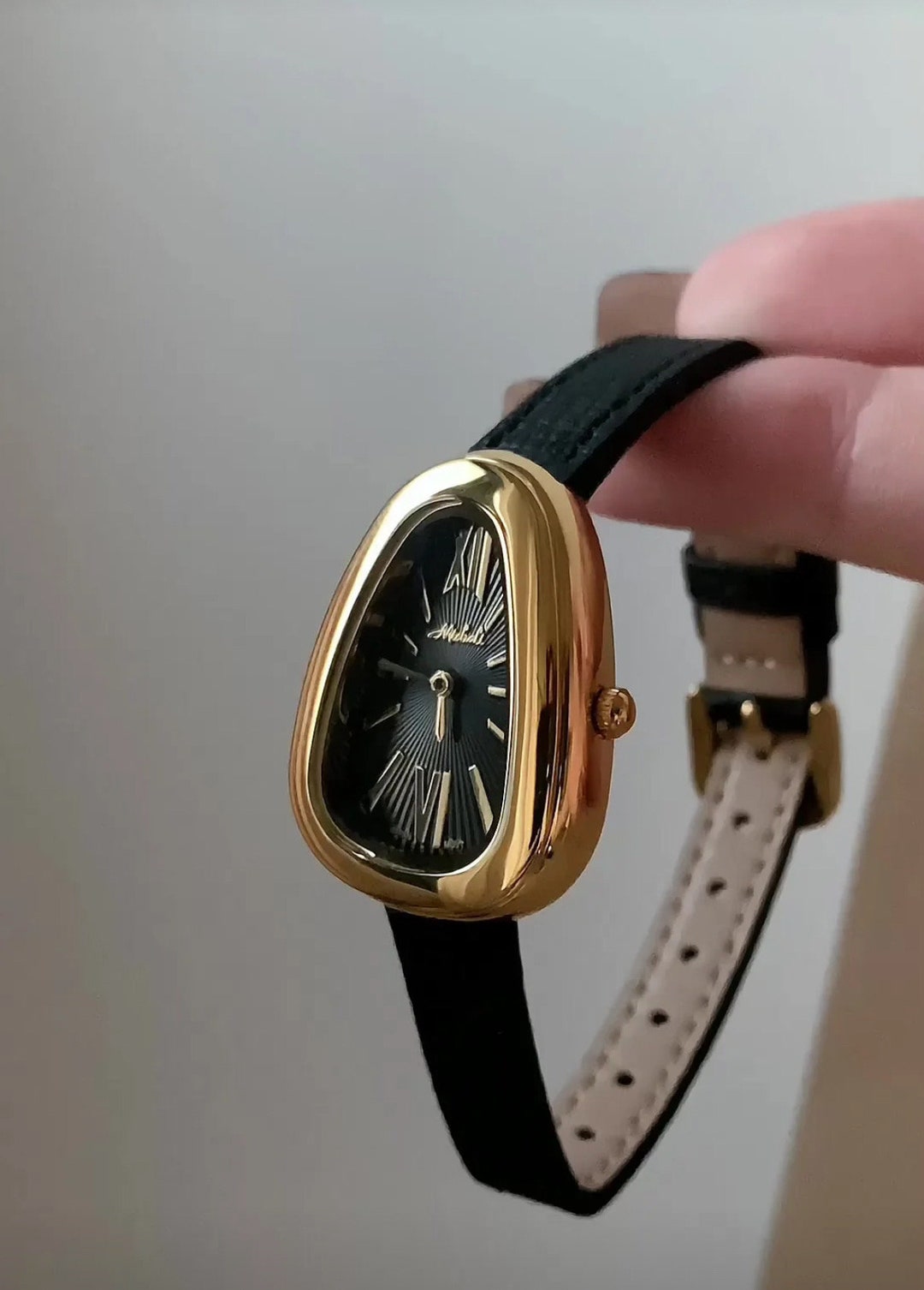 Designers Vintage Genuine Leather Strap Irregular Quartz Watch for ...