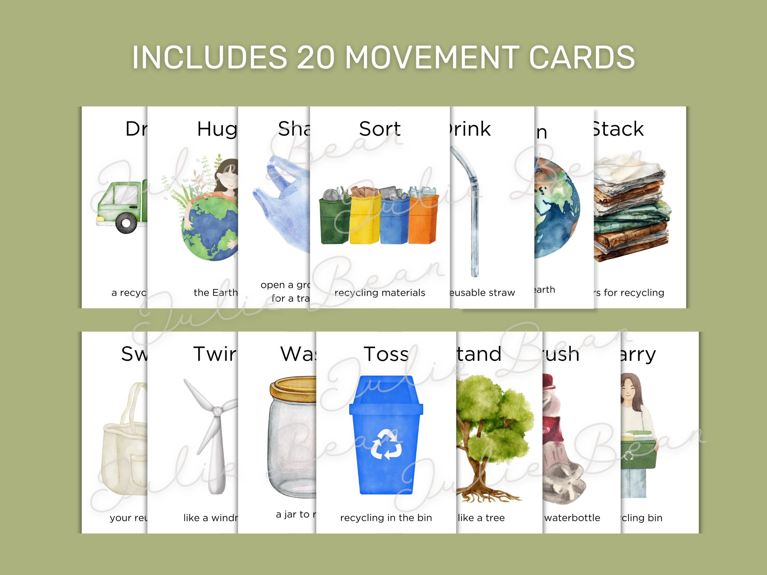 Recycling Action Cards: Earth Day Gross Motor Game (digital Download ...