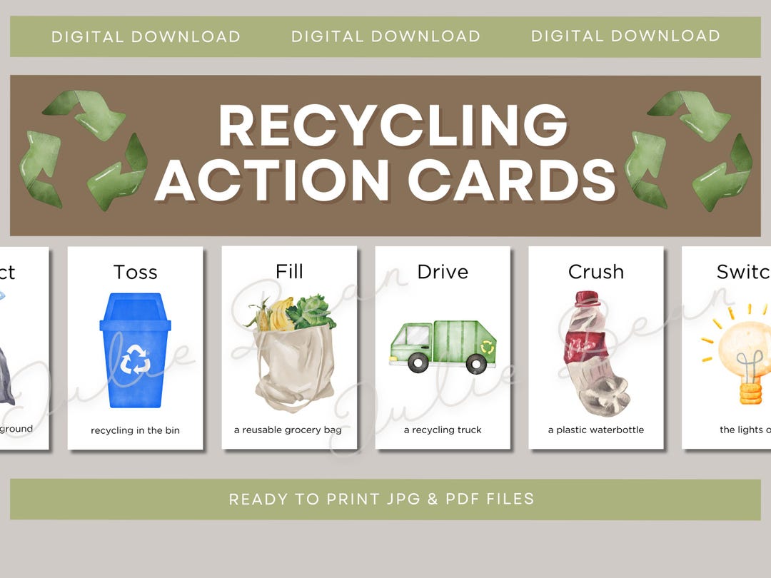 Recycling Action Cards: Earth Day Gross Motor Game (digital Download ...