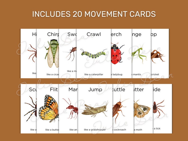 Bug Movement Cards, Nature Activity, Calming Corner Activity, Kids ...