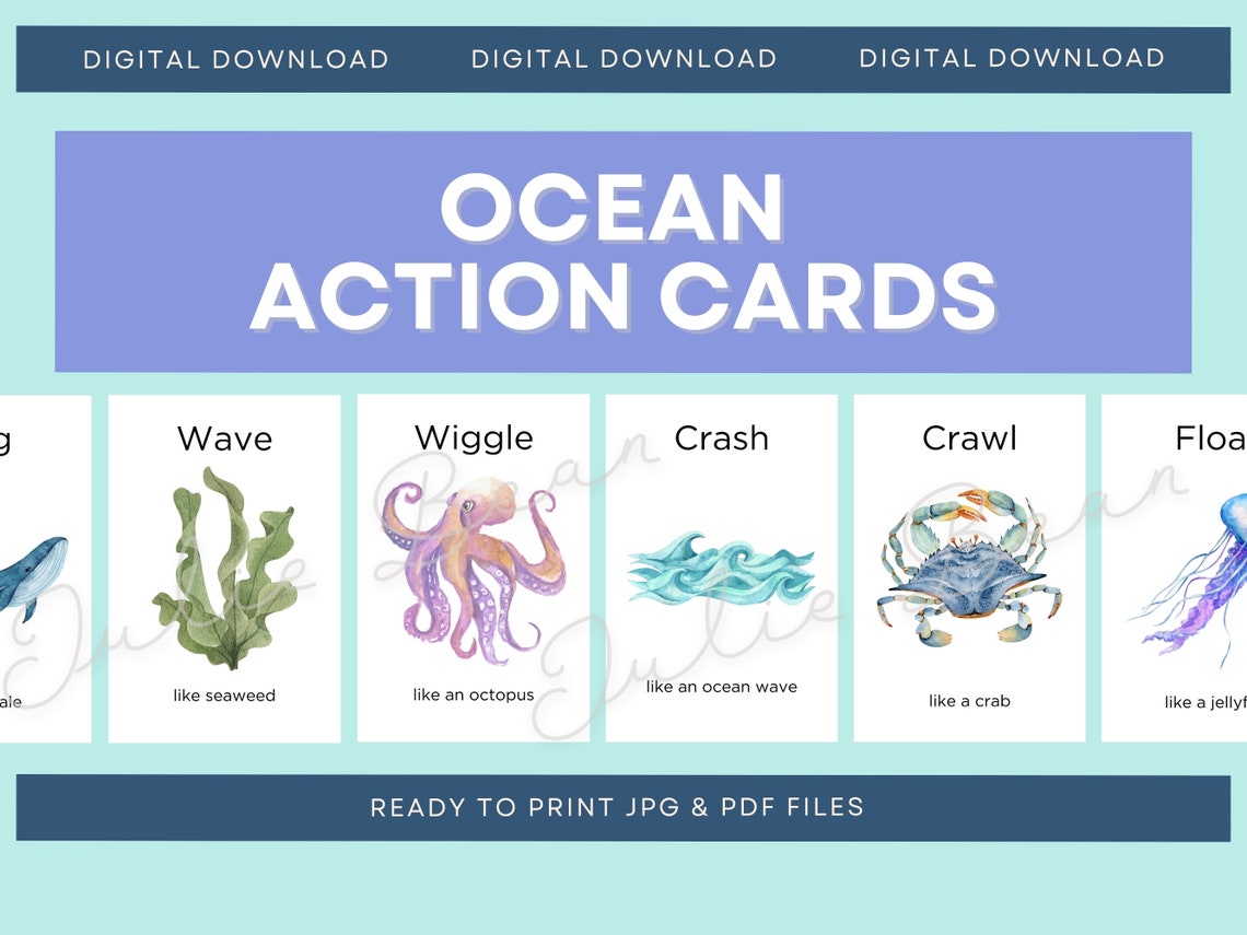 Ocean Movement Cards, Toddler Activity, Calming Corner Activity, Kids ...
