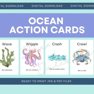 Ocean Movement Cards, Toddler Activity, Calming Corner Activity, Kids ...