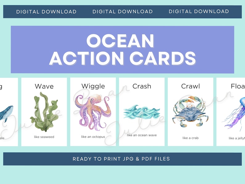 Ocean Movement Cards, Toddler Activity, Calming Corner Activity, Kids ...