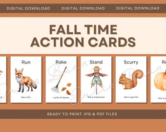 Fall Movement Cards, Thanksgiving Games, Favors, Flash Cards ...