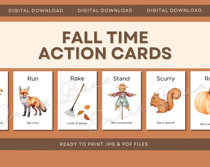 Fall Movement Cards, Thanksgiving Games, Favors, Flash Cards ...