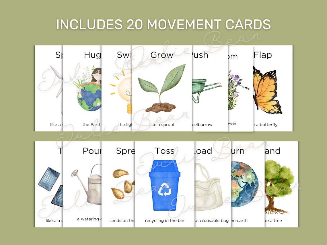 Earth Day Movement Cards - Printable Gross Motor Activities for Kids ...