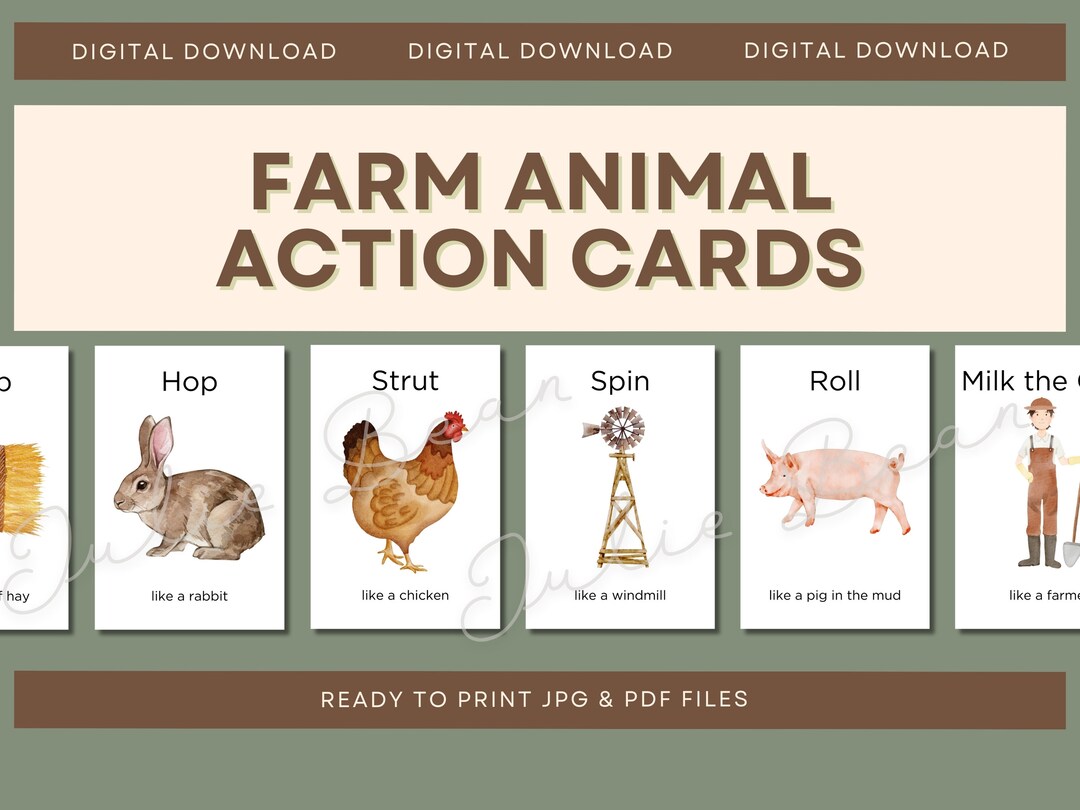 Farm Animal Movement Cards, Farm Unit Activity, Calming Corner Activity ...