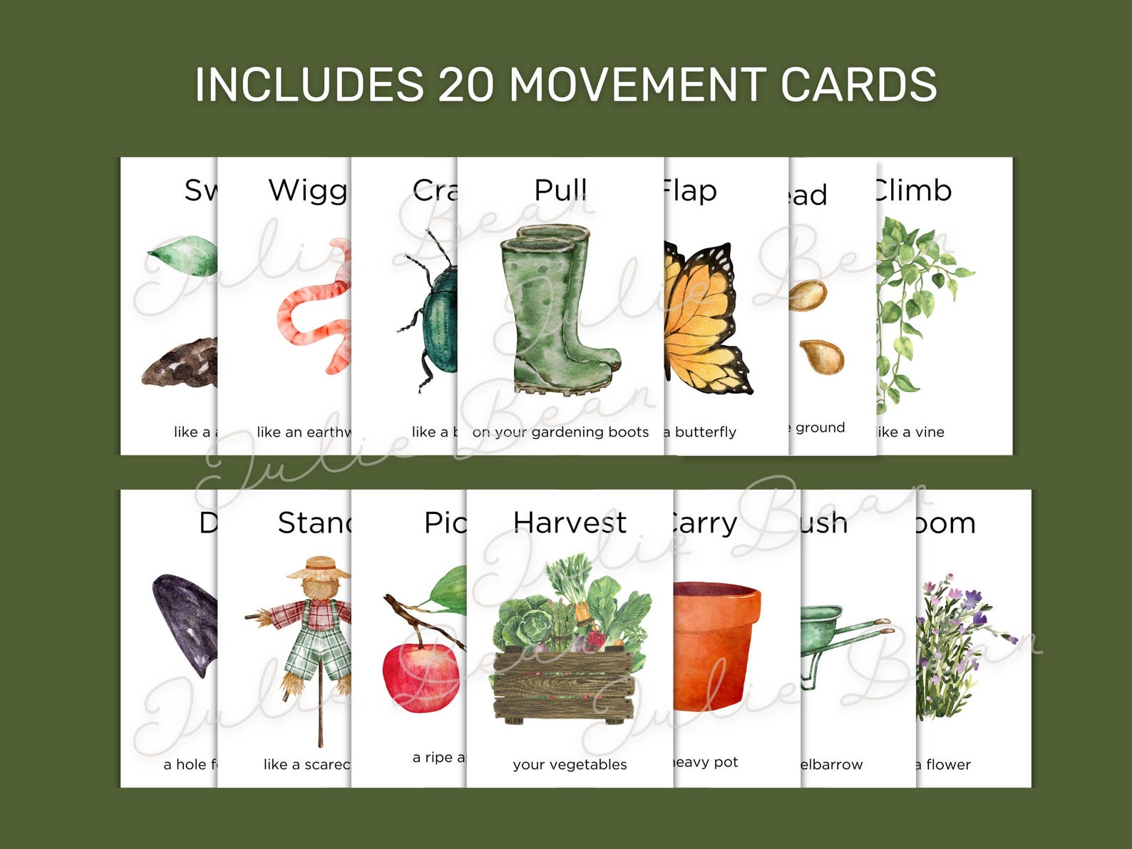 Garden Movement Cards: Preschool Gross Motor Game (digital Download) - Etsy
