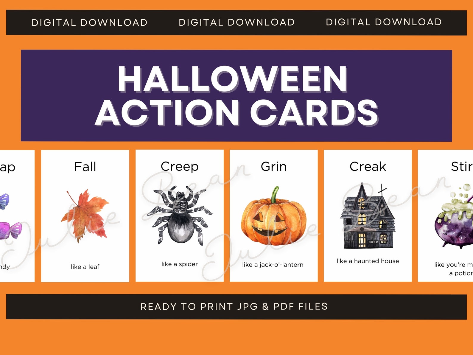 Halloween Movement Cards, Toddler Activity, Calming Corner Activity ...