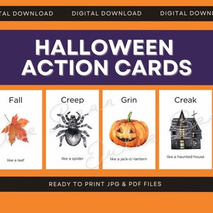 Halloween Movement Cards, Toddler Activity, Calming Corner Activity ...