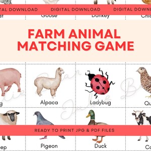Farm Animal Matching Printable Memory Games Montessori Materials ...