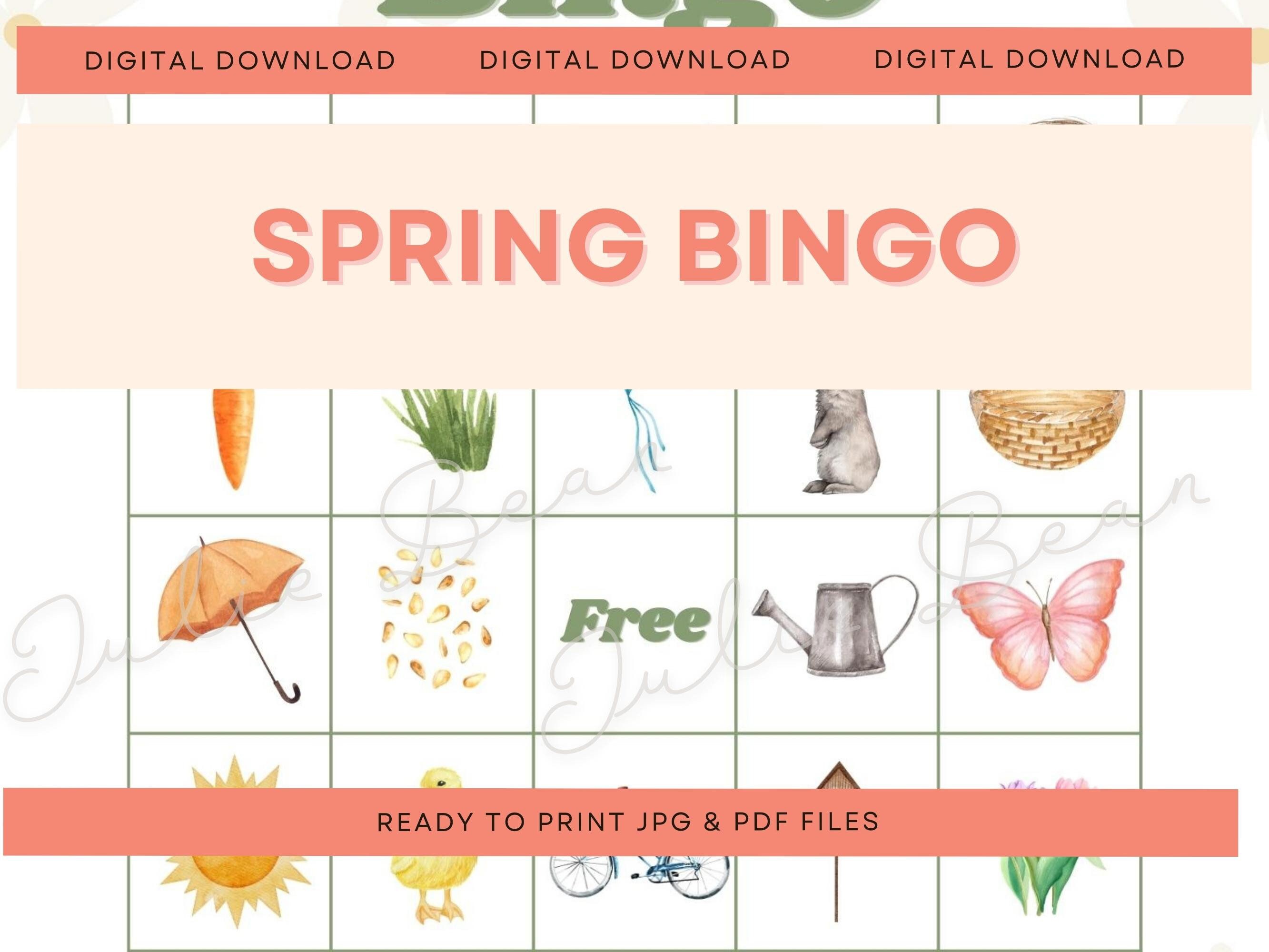 Spring Bingo Printable Memory Games Montessori Materials Watercolor ...