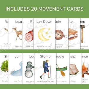 Camping Movement Cards: Watercolor Activity Flashcards (digital ...