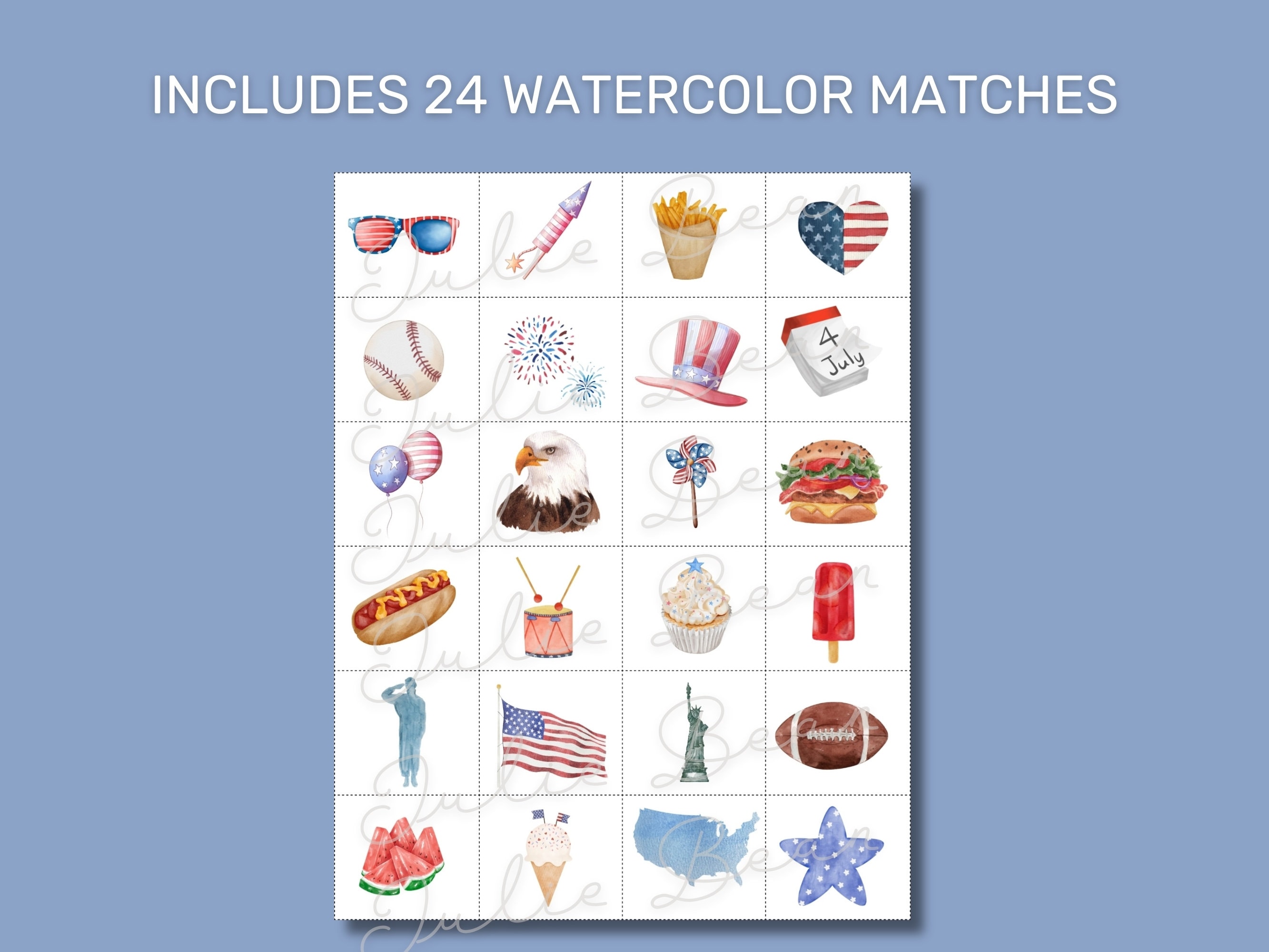 Fourth of July Matching Printable - Independence Day Memory Activity ...