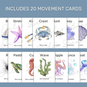 Ocean Movement Cards: Watercolor Montessori Flashcards (digital ...