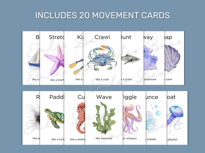 Ocean Movement Cards, Toddler Activity, Calming Corner Activity, Kids ...