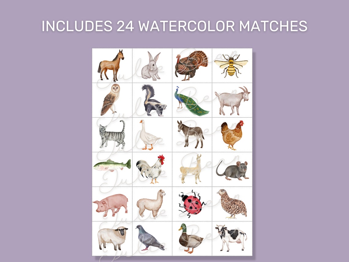 Farm Animal Matching Printable Memory Games Montessori Materials ...