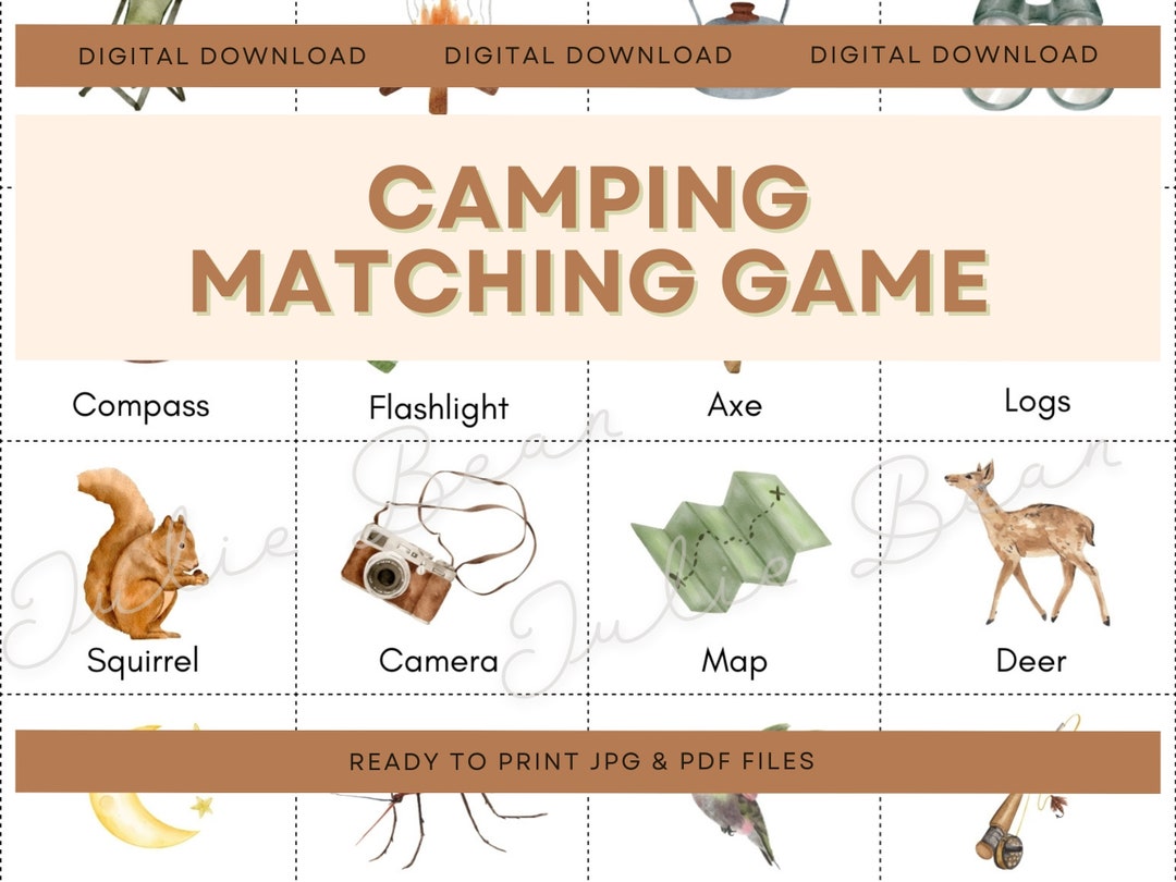 Camping Summer Matching Printable - Memory Games - Montessori Materials ...
