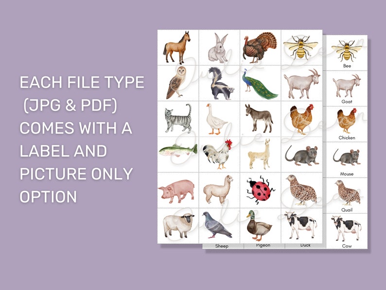 Farm Animal Matching Printable Memory Games Montessori Materials ...