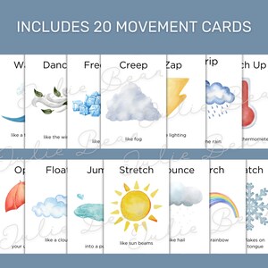 Watercolor Weather Movement Cards: Montessori Homeschool Activity ...