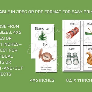 Camping Movement Cards: Watercolor Activity Flashcards (digital ...