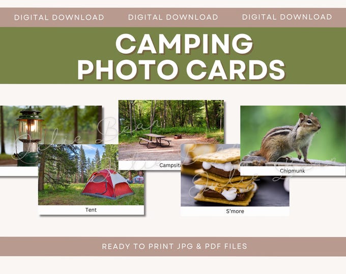 Camping Flash Cards,alphabet Flashcards,kindergarten Prek,seasonal ...